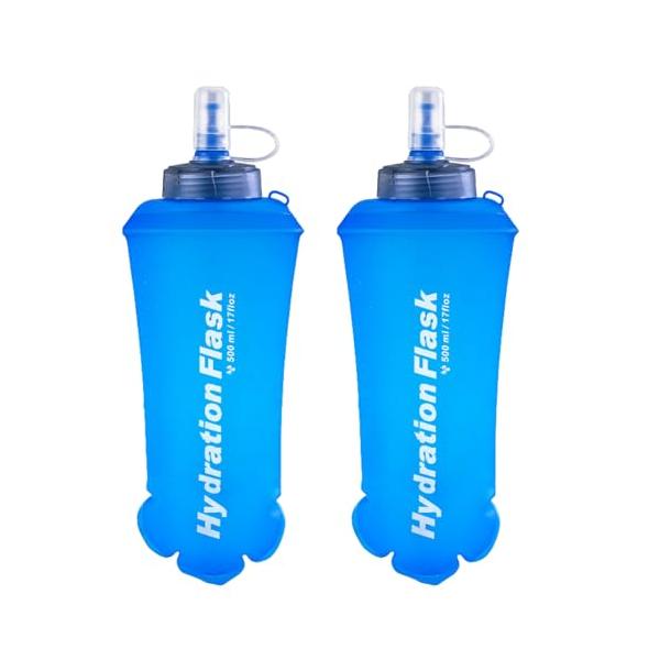 (ライトブルー) 500ml-2個/500 ml/AZ-OS0406・Color:(ライトブルー) 500ml-2個・パッケージ個数:1・?安心材質弾力性と柔軟性を兼ねて、折りたたみボトル本体はTPUを採用します。BPAフリー、無害無臭で安...