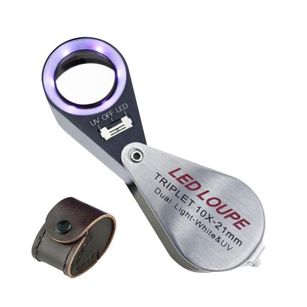 モダン10倍の倍率/2.4 (L)x 1.7 (W) x 1.3 (H)/GLTK-18・Color:10倍の倍率・パッケージ個数:1・2種類の光源 UVライトと6つのLEDライトを搭載。観察対象や環境に合わせて最適なライティングをでき、詳...