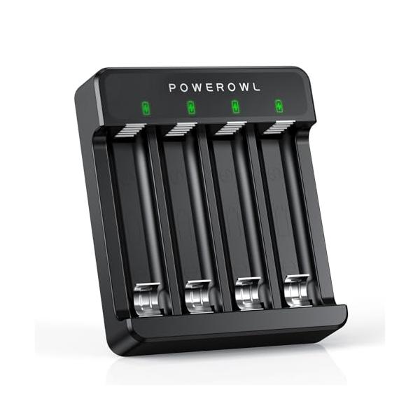 -/充電器単体/-・Size:充電器単体・複数の電池を効率的に充電4 つの独立した充電スロットを備えた POWEROWL 電池充電器を使用すると、最大 4 つの単三または単四 ニッケル水素/ニカド 電池を同時に充電できます。(注）アルカリ電...