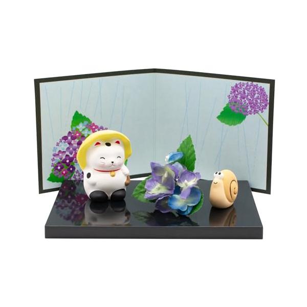 6月 (梅雨げしき)グリーン/-/18706・Style:6月 (梅雨げしき)・パッケージ個数:1・商品サイズ:猫-約4×5×6cm カタツムリ-約4×2×3.5cm 台-約17.5×12.8×1cm 屏風-約25×11cm・商品重量:0....