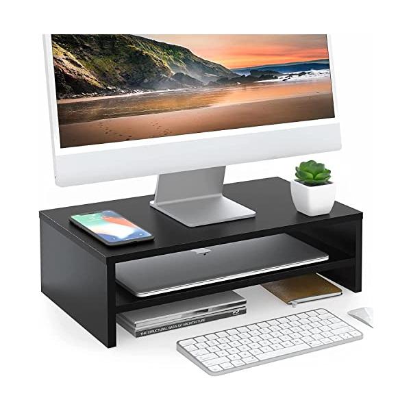 ブラック/幅425mm 二段/-・Color:ブラックSize:幅425mm 二段・机上ラックの本体サイズ：幅42.5*奥行23.5cm*高さ14cm本体重量：約2kg 。 耐荷重 : 10kg/5kg　組み立て式。・机上ラックにモニターを...