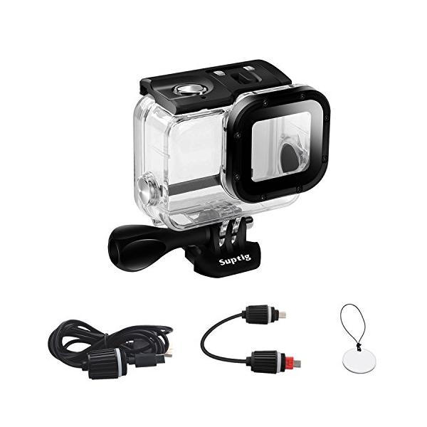ブラック/-/RSX-338・パッケージ個数:1・充電式防水ハウジング:Suptig充電式防水ハウジング Gopro hero 7 black hero 5 と Gopro hero 6 Gopro Hero 2018 カメラ用(Gopro...
