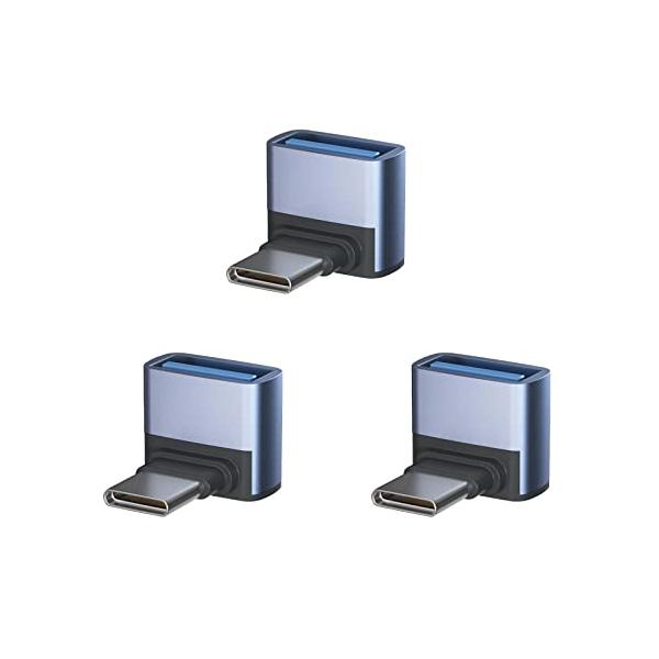 -/3個/-・Size:3個・USB-C &amp; USB 3.1 L型 アダプター人間工学に基づいたL型90度直角設計で、スペースを確保するだけでなく、ケーブルの挿入を容易にし、ケーブルの曲がりや断線を効果的に防ぎ、配置に便利です。US...
