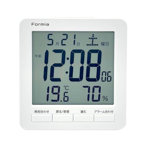 縦型01.ホワイト/電波/084972・Color:01.ホワイトSize:電波・パッケージ個数:1・時刻の修正が不要の電波時計。前面にボタンがあり操作しやすい・液晶画面に時刻を大きく、そしてカレンダーや温度・湿度など便利な情報も見やすく表...