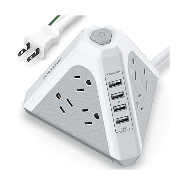 WhiteGray/3m/TP-VH4U9J・Size:3mColor:WhiteGray・9AC口＋4USBポートこの電源タップは一台で13個口に給電できるUSB電源タップです。AC電源口を3方向に分配できる設計なので、コンセント同士の干...