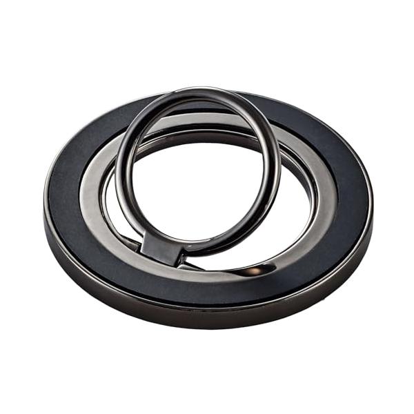 リニューアルスマホリングブラック/-/PWSTRMKM360BKN・パッケージ個数:1・持ち方にあわせて自由にリングの角度調節が!MagSafe対応iPhoneの背面に磁石の力で取り付けられる、マグネットスマホリングです。リング部分はスタン...