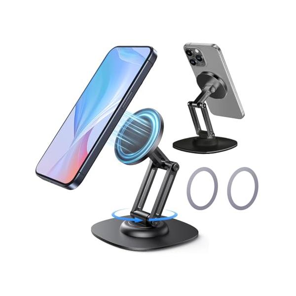 折り畳み式ブラック/-/Q19-PHONE STAND 1・Color:ブラック・MagSafe 対応 強力固定スマホスタンド iPhone16 iPhone 15 Pro Max 16 15 14 13 12シリーズとMagSafeケース...