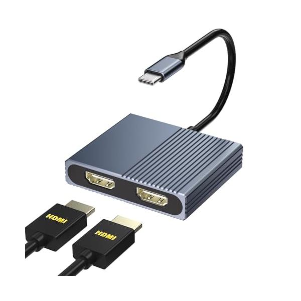 2 in1-/-/2in1-シルバー・Style:2 in1・パッケージ個数:1・複数のモニタで作業効率をアップ HDMI Type-Cマルチディスプレイアダプタを使用すると、ノートパソコンのUSB-Cポートに2台のHDMIディスプレイを接...