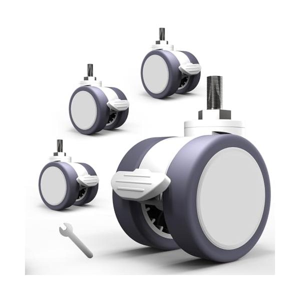 ウレタン-ホワイトホワイト/-/stem・Style:ウレタン-ホワイト・? ECO素材＆高耐久PU×ナイロン芯｜安全＆長寿命Mysitウレタンキャスターの外輪には環境に優しい白色PU素材を使用し、内芯には強化ナイロン樹脂を採用。従来モデル...