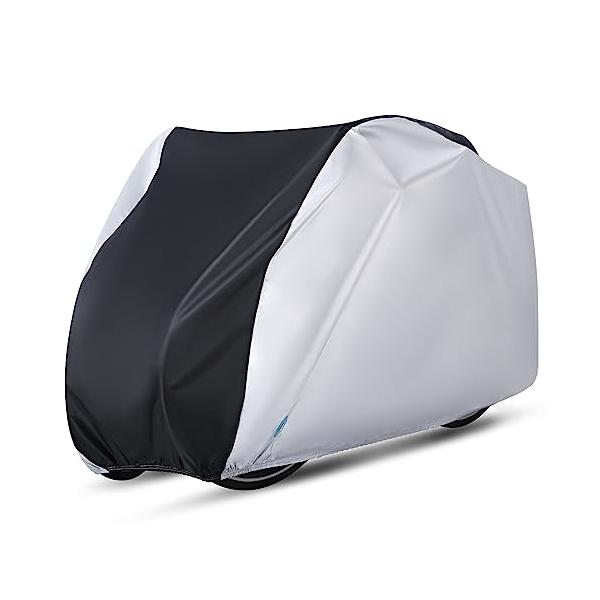 黒/-/MK-84093・MaterialType:2台対応・二台対応、大きいサイズ 自転車カバーのサイズは約200cm x 110cm x85cm、前輪と後輪の裾部分には伸縮ゴムが付いていて、カバーの長さ調整がで、子供乗せ自転車や前後幼児...