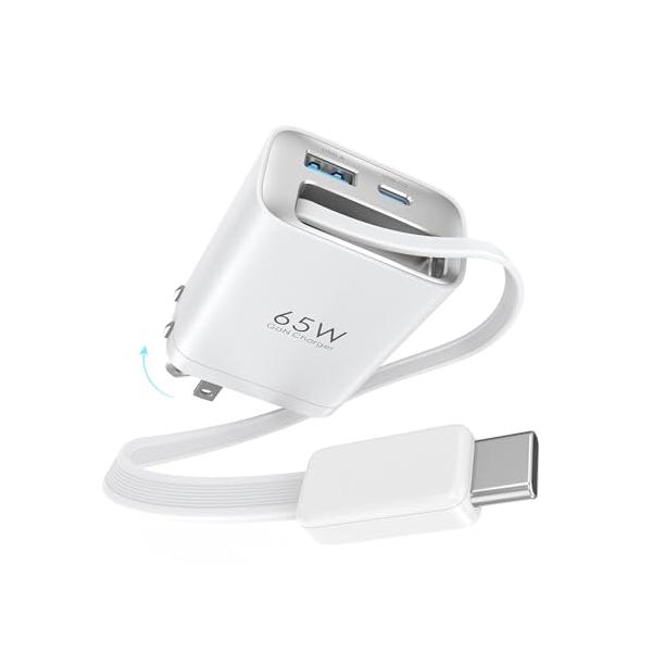 ホワイト/65W/XF-WC005・Size:65WColor:ホワイト・PD 65W 急速充電対応・巻き取り式95cmケーブル一体型充電器最大65WのPD急速充電に対応したType-C充電器です。約95cmの巻き取り式Type-Cケーブル...