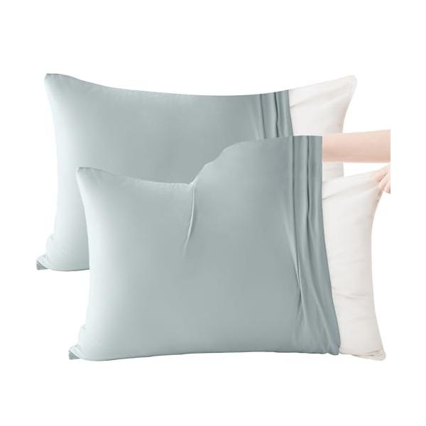 グリーン/枕の43ｘ63cmサイズに適用/tlztbk16・Color:グリーンSize:枕の43ｘ63cmサイズに適用・パッケージ個数:1・のびのび素材でどんな枕にもフィット枕カバー：2枚組。タテにもヨコにも伸縮し、お使いのまくら（低反発...