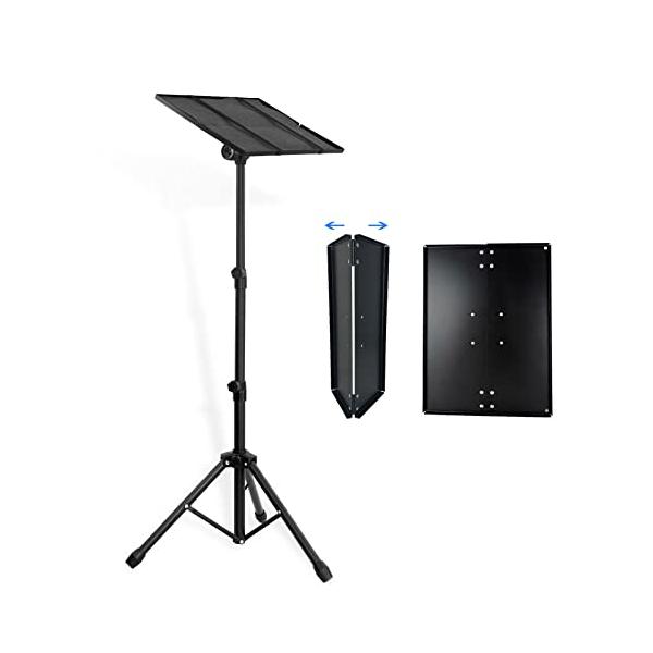 ブラック/59-125cm高さ調整/-・安定性が高いプロジェクター三脚は金属です、天板は冷間圧延鋼製です。滑り止めのシートがあり、プロジェクターが安定に固定できます。耐荷重は10kgまであり、天板は38*28cmの大きさで大きなプロジェクタ...