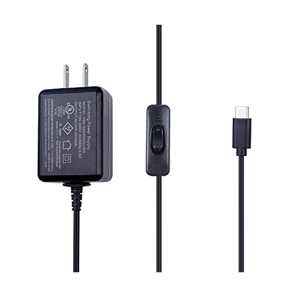 電源/-/-・パッケージ個数:1・規格:5V 3A電源アダプター Raspberry Pi 4に適用.1.5M type C ケーブル オン/オフスイッチ付き.出力: DC 5V/3A 入力: AC100-240V・ON/OFFスイッチ付き...