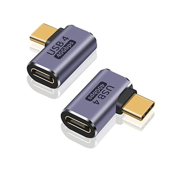 -/USB C L字延長 40Gbps/-・Size:USB C L字延長 40Gbps・USB-C L字アダプタ : 90度USBCオス-メスアダプターは、デバイスのUSB-Cポートを摩耗から保護し、強力な機能のためのUSB4ケーブルに適...