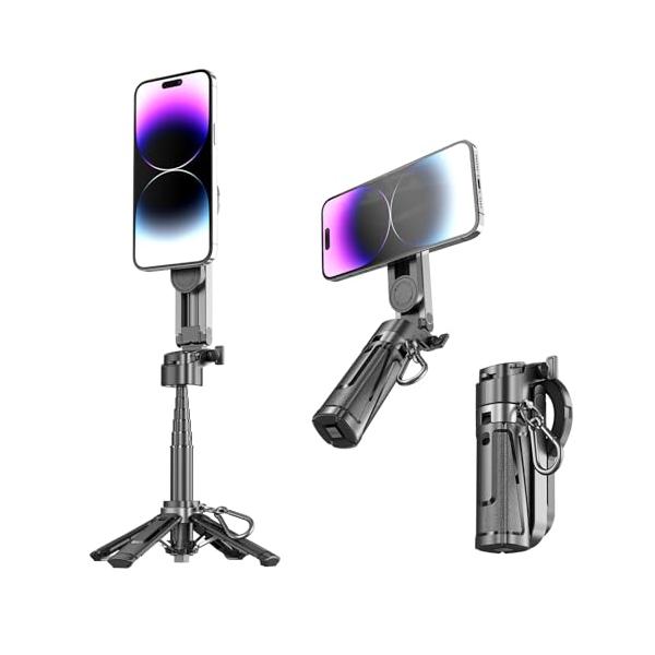 ブラック/-/P15-Masgafeに対応・Model:P15-Masgafeに対応・最新のマグネット式デザイン MagSafe対応 この自撮り棒は、従来のスマホホルダー方式を大幅に進化させ、最新のMagSafe磁吸対応デザインを搭載してい...