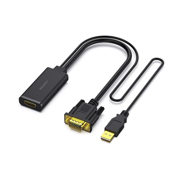 VGA入力からHDMI出力ブラック/1個/DL-HDV・Size:1個Style:VGA入力からHDMI出力・パッケージ個数:1・コンパクトなデザイン-コンパクトに設計されたポータブルBenfeiVGA-HDMIアダプターは、コンピューター...