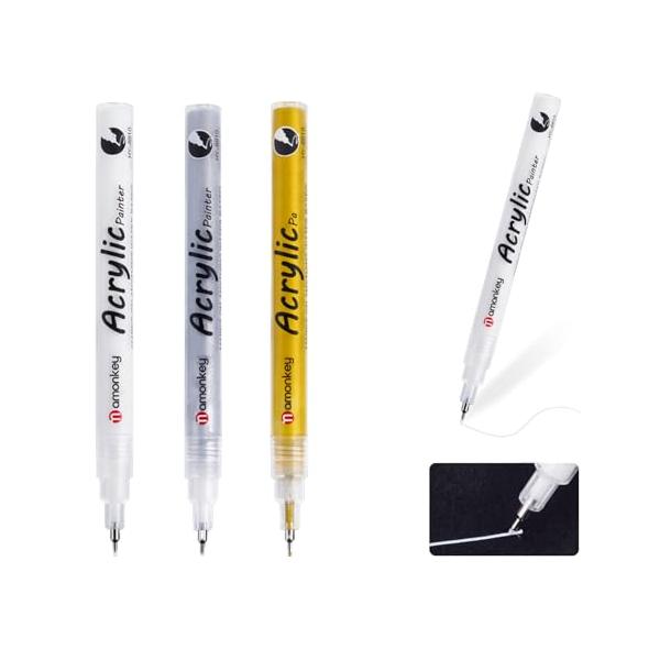 金 銀 白 3個入り)/0.5mm/-・Color:金 銀 白 3個入り)Size:0.5mm・0.5mmホワイトペン：3本セット、ニードルチップのホワイトペン。 精密な描画や筆記に最適です。 なめらかな書き心地で、細部まで鮮明に描け、鮮や...