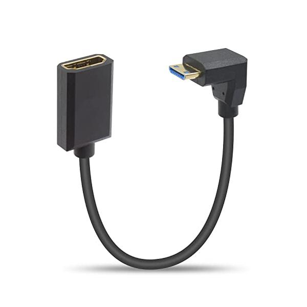 hdmiメスmini hdmiオスL型 30cmブラック/Right angled male to female/Down Angle・Style:hdmiメスmini hdmiオスL型 30cm・パッケージ個数:1・8KミニHDMIからH...