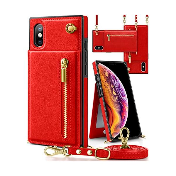 財布型レッド/iPhone XS Max/-・Size:iPhone XS MaxColor:レッド・対応機種iPhone XS Max 用縄掛け ケース 手帳型。アイフォンXS Maxケース 手帳型 iPhone XS Maxスマホケース...