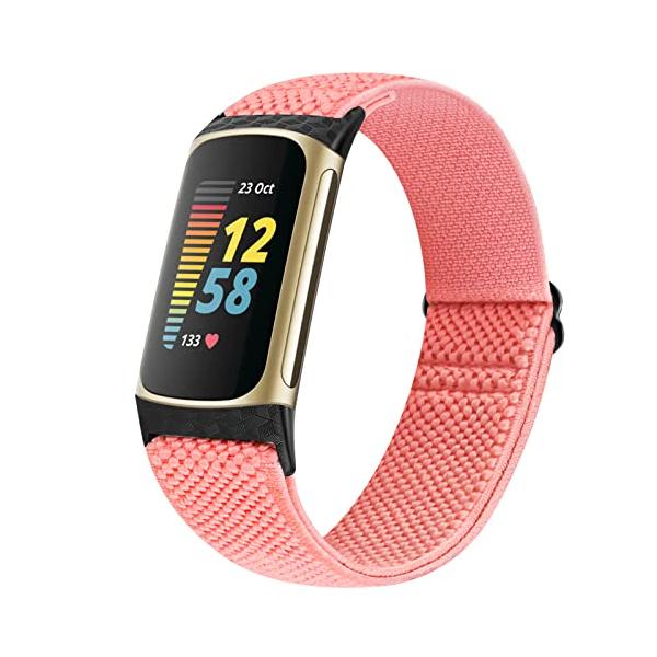 ピンク/-/C5001・Color:ピンク・対応機種:Fitbit Charge 5.・弾性付きデザイン---最新のゴムひもと調節なバックル設計を採用して、腕のサイズを最適に提供します。間違ったサイズを購入する心配はありません。買う前に腕の...