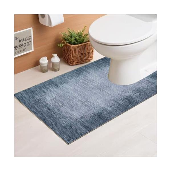 モダンブルー/60*90cm/トイレマット　無地・Color:ブルー・柔らかくて気持ちいい・踏み心地抜群トイレマットの素材はふっくらと柔らかく、足に当たる瞬間から優しい感触が広がります。朝起きて素足で踏み込んだ時、あるいは夜ふと靴下を履いて...
