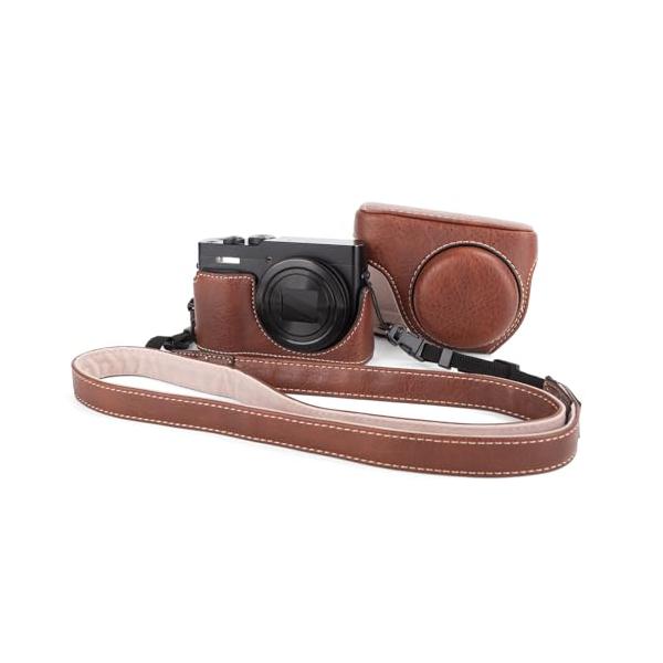 カメラケースコーヒー/-/TZ99/ZS99-DLX・Color:コーヒー・素材:このカメラケースはPUレザー製で、信頼性が高く耐久性があり、正確なフィット感とカバレッジを提供します。 パッド入りの生地の柔らかい内部層は、Panasonic...