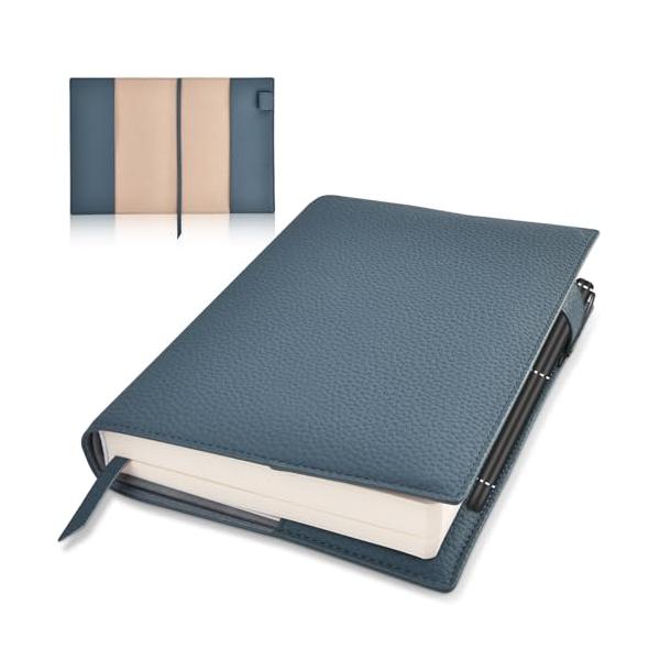 A-ブルー/A5/ブックカバー・Color:A-ブルーSize:A5・サイズ約 縦21.6 × 横32.6（広げた状態）重さ約100g収納力ミニポケット×1　ペントレイ×1 素材レザー・PUレザー本革に近い見た目と質感があり、弾力性・柔軟性...