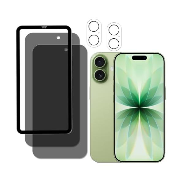 透明/2-2-D-FK- iPhone17/iphone 17・対応機種に適合する iPhone 17 覗き見防止 ガラスフィルム。・超お得なセット このパッケージはスクリーンの覗き見防止保護装置を含んでいます(2枚) + レンズの保護装置...
