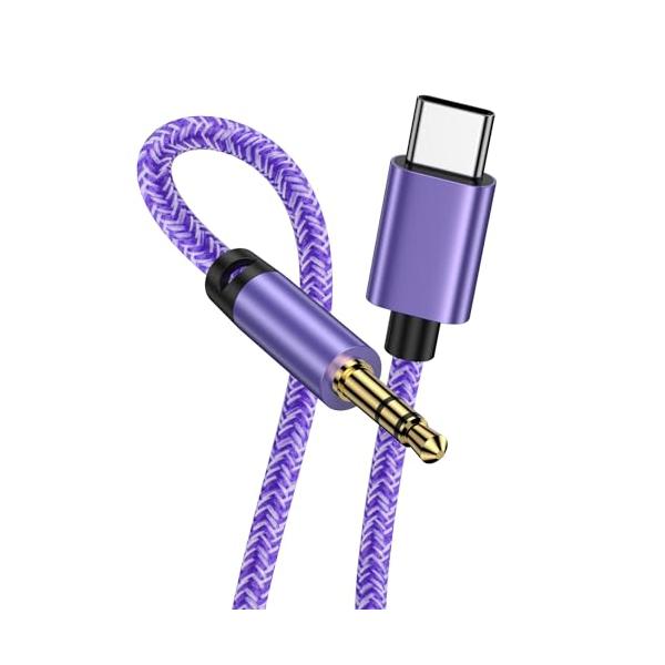 パープル/-/CABLE11・Color:パープル・パッケージ個数:1・??高音質の楽しみ：ノイズや不安定な電流にさようなら! 3.5mm to タイプc ステレオケーブルが無酸素銅の芯線と高級なDACデジタルオーディオチップを使用して、音...