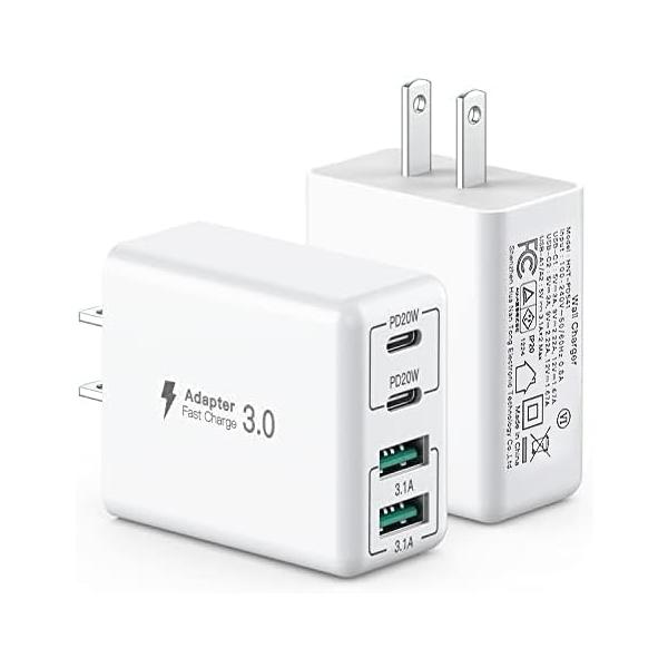 White 40W-2pack/-/HNT-PD541・Color:White 40W-2pack・急速充電：このUSB充電器は、Power Delivery 20W Type-Cポ2トとQuick Charge 5V 3.1A USB-A...