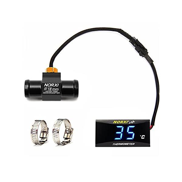 青/18mm/-・Color:青Size:18mm・Norxi水温計は水温を正確に監視できます、愛車の管理に必需品です。温度計表示範囲：0?120℃。温度が120°Cを超えると、メーターが点滅して警告します。・高精細LCDスクリーン、温度デ...