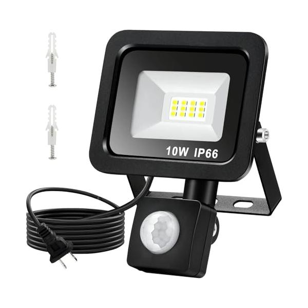 玄関/廊下 照明10W/-/ANT-JP-OutdoorLight-10・Color:10W・センサーは自由に調整：センサーの角度を自由に調整することがです。左右回転：360°、上下調整：180°、検知範囲：120°。ライトの感知距離、照明...