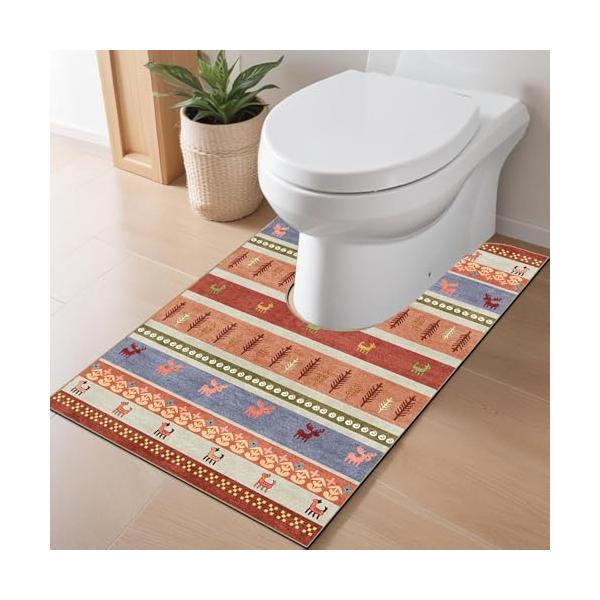 赤い鹿/60*90cm/250424toliet mat・Color:赤い鹿・柔軟快適・踏む心地良いトイレマットは、柔軟で快適な素材を使用しています。素足で使用しても、靴下を履いていても、その柔らかな感触が心地よく、立っている時や踏んでいる...