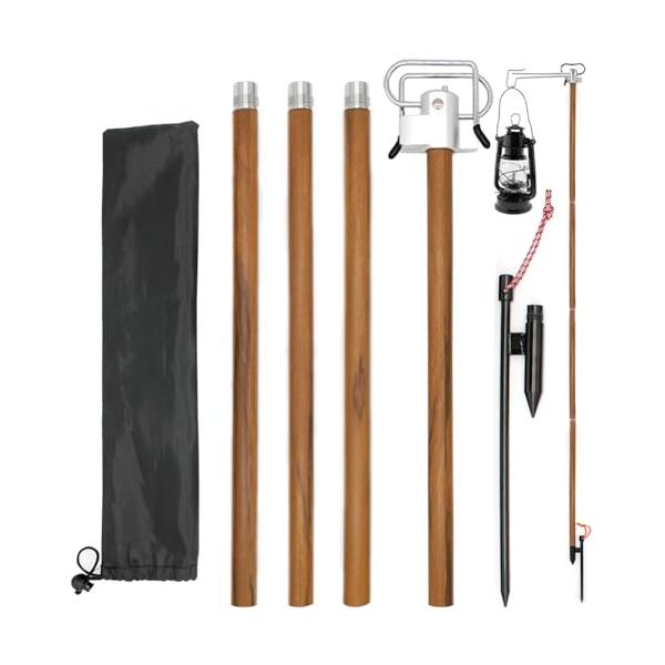 打ち込み式-ウッド・Style:打ち込み式-ウッド・アップグレードされた素材は、軽量で頑丈！ランタンポールは7075アルミニウム製。7075アルミニウムは、市販の6061アルミニウム製ランタンスタンドよりも強度が高く、より重いランタンを支え...