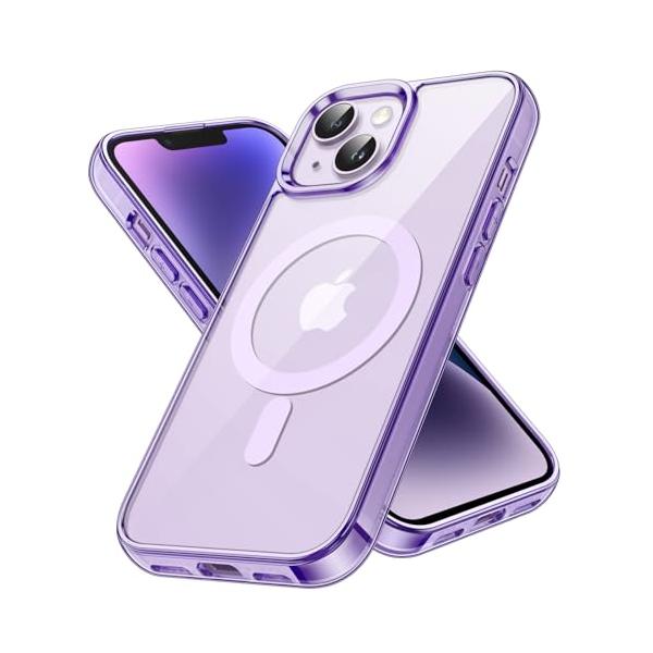 ディープパープル/-/3850L・Color:ディープパープル・[互換性] iPhone 14 6.1インチ用に特別に設計されています。38個のマグネットを内蔵し、すべてのMagSafeアクセサリーに対応できるクリアケースです・[強力な磁気...