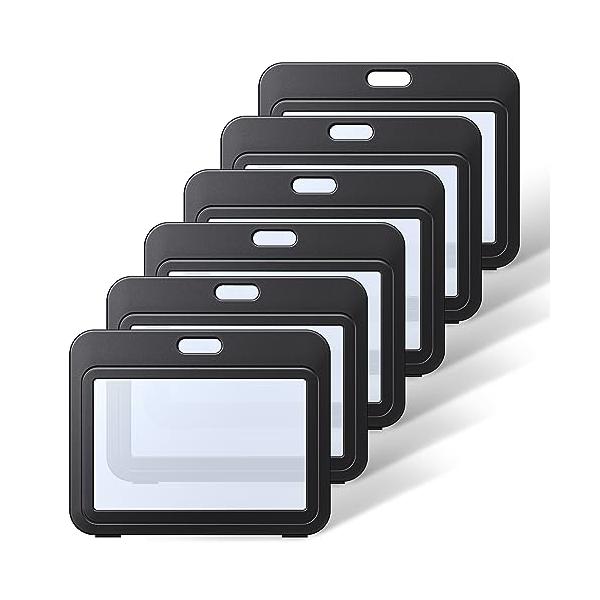 黒い 水平/6パック/-・Color:黒い 水平Size:6パック・パッケージ個数:1・バッジ2個収納： 内寸：縦8.9cm×横5.6cm。縦8.3cm×横5.3cmの標準サイズのカード2枚収納。クレジットカード、IDカード、アクセスカード...