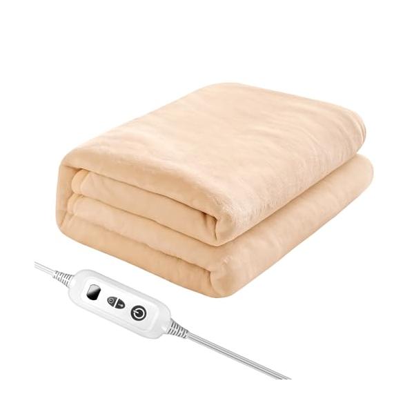 シンプルBeige/133*188cm/HB189NC-130188a・パッケージ個数:1・急速加熱と6段階温度調節：この電気毛布は、先進の加熱技術を採用しており、5分以内に迅速に温まります。6段階の温度調節機能により、冬の寒い夜でも、春秋...