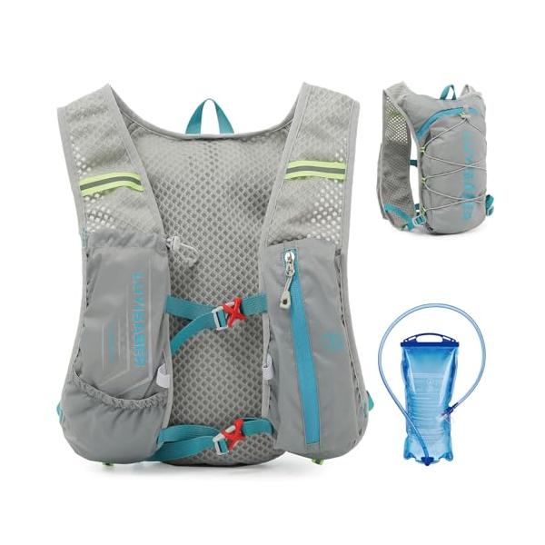 02グレー - 2L給水袋付/Free Size/OS3427・Color:02グレー - 2L給水袋付・? 優れた通気性：ランニングリュックのショルダーベルトと背面パッドには通気性に優れた薄型メッシュ素材を採用。汗や湿気をすばやく逃がし、...