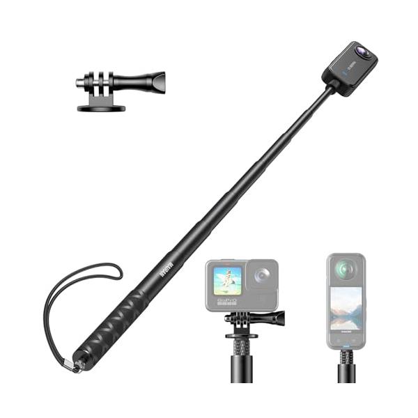 黒い/130CM/-・Size:130CM・強化された拡張な自撮り棒Mairan の見えない自撮り棒は、最大 130cm まで伸びる 7 セクションのアルミニウム合金伸縮式デザインが特徴で、ショットに最適な角度をキャプチャできます・アルミニ...