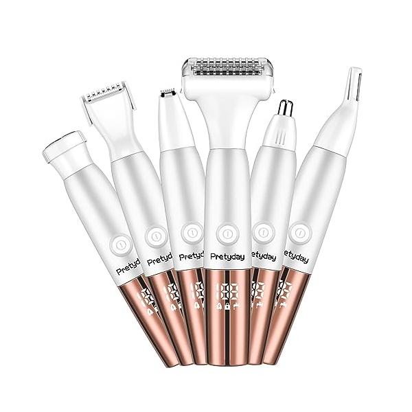 Rose Gold/-/LS-802・Color:Rose Gold・???1台6役＆全身用シェーバー多機能を備えたPRETYDAY電気シェーバーは、ボディシェーバー、VIOシェーバー、トリミングヘッド、フェイスシェーバー、鼻毛カッター、眉...