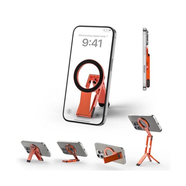 オレンジ/-/-・Color:オレンジ・超強力磁気、安定感抜群Ulanzi MA60 はMagSafe用スマホ三脚は業界最強磁力の磁石を使用して、超強力磁気で、簡単に脱着しません、安定で安心に使用いただけます。片手でわずか0.1秒簡単に取付...