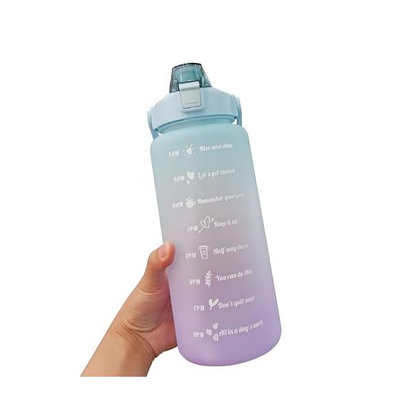 2リットル 水筒 メモリ付きグリーン/2000 ml/2LSB-004・Color:グリーン・パッケージ個数:1・1.モチベーションの引用と時間マーカー，大型2L水筒：直径10cm、高さ29.5cm。 容量：2000ml、耐熱温度(60°。...