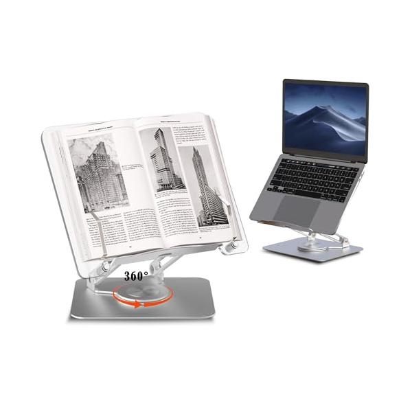 モダンシルバー/-/回転式・Model:回転式・?高品質/耐久性：高品質の素材であるアクリルとプレニウムアルミニウム合金で 作られ、丈夫、耐久性に優れて、商品全体シンプルで高級感あります。耐荷重4KGです。・?多機能：ブックスタンドは、書籍...