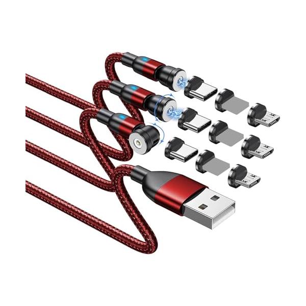 -/0.5m*3/-・Size:0.5m*3・取り外しなチャージャーヘッド3個付き： この磁気充電ケーブルは、真の利便性のために作られ、取り外しな充電器ヘッド機能を備えているので、取り外して交互にすべてのデバイスを充電することができます。最...