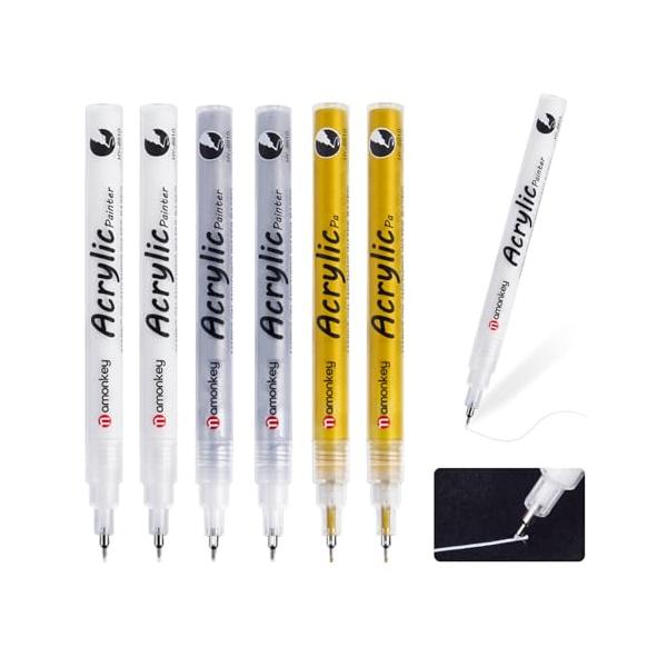 メタリック金 銀 白 6個入り)/0.5mm/-・Color:金 銀 白 6個入り)Size:0.5mm・0.5mmホワイトペン：3本セット、ニードルチップのホワイトペン。 精密な描画や筆記に最適です。 なめらかな書き心地で、細部まで鮮明に...