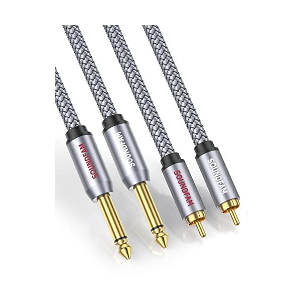 デュアル6.35mm→2RCAグレー/1M/-・Style:デュアル6.35mm→2RCASize:1M・?ステレオ相互接続ケーブル- デュアル1/4インチモノラル-デュアルRCAケーブルは、アンバランス方式のステレオフォーンジャック搭載の...