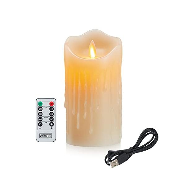 Usb 充電 式暖色/M（7.5*12.5cm）/-・Size:M（7.5*12.5cm）・ユニークなデザインこのフレームレスキャンドルLEDは、本物のワックスでできており、家の装飾、ハロウィーン/クリスマスの装飾などのお祝いの雰囲気に非常...