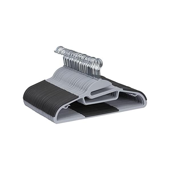 グレー/50パック入/AH_vnv1046・パッケージ個数:1・衣類の手入れや整理用のハンガー。複数の衣類や重いものを掛けることができます。・360度回転なフックが付いた、グレーのプラスチック製ハンガー50本組入り。・ショルダー部分とバー部...