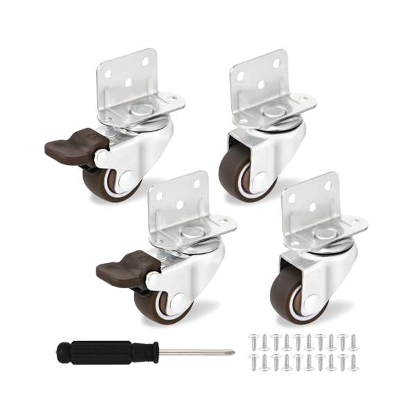 ブラウン/-/L型-32mm-4個・Model:L型-32mm-4個・パッケージ個数:1・完全セット内容と基本仕様梱包内容：L型プレートキャスター×4個（ブレーキ付き2個／自由回転2個）、取付ネジ20本、ドライバー1本 仕様：1輪耐荷重16...